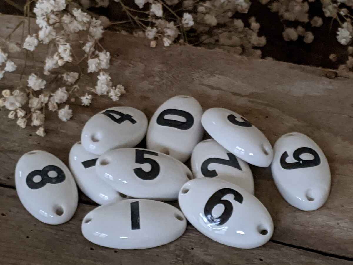 NEW French Vintage White PORCELAIN Shabby Chic NUMBERS Label 0-9 Plate ...