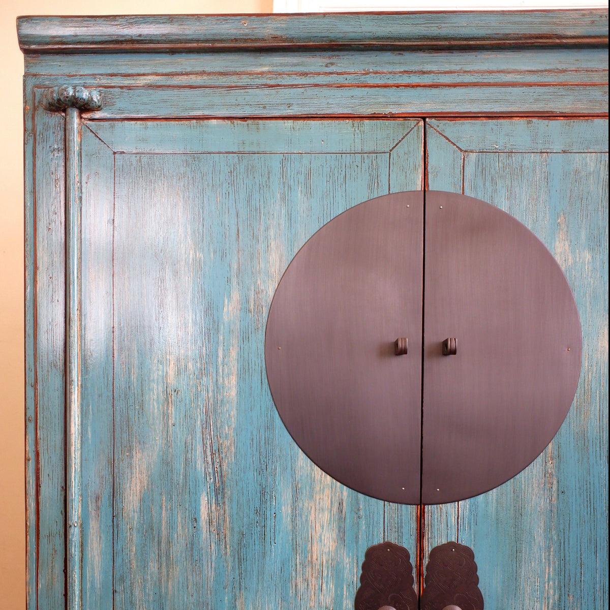 Oriental Style Tall Blue Rustic Storage Wedding Display Cabinet Cupboa ...