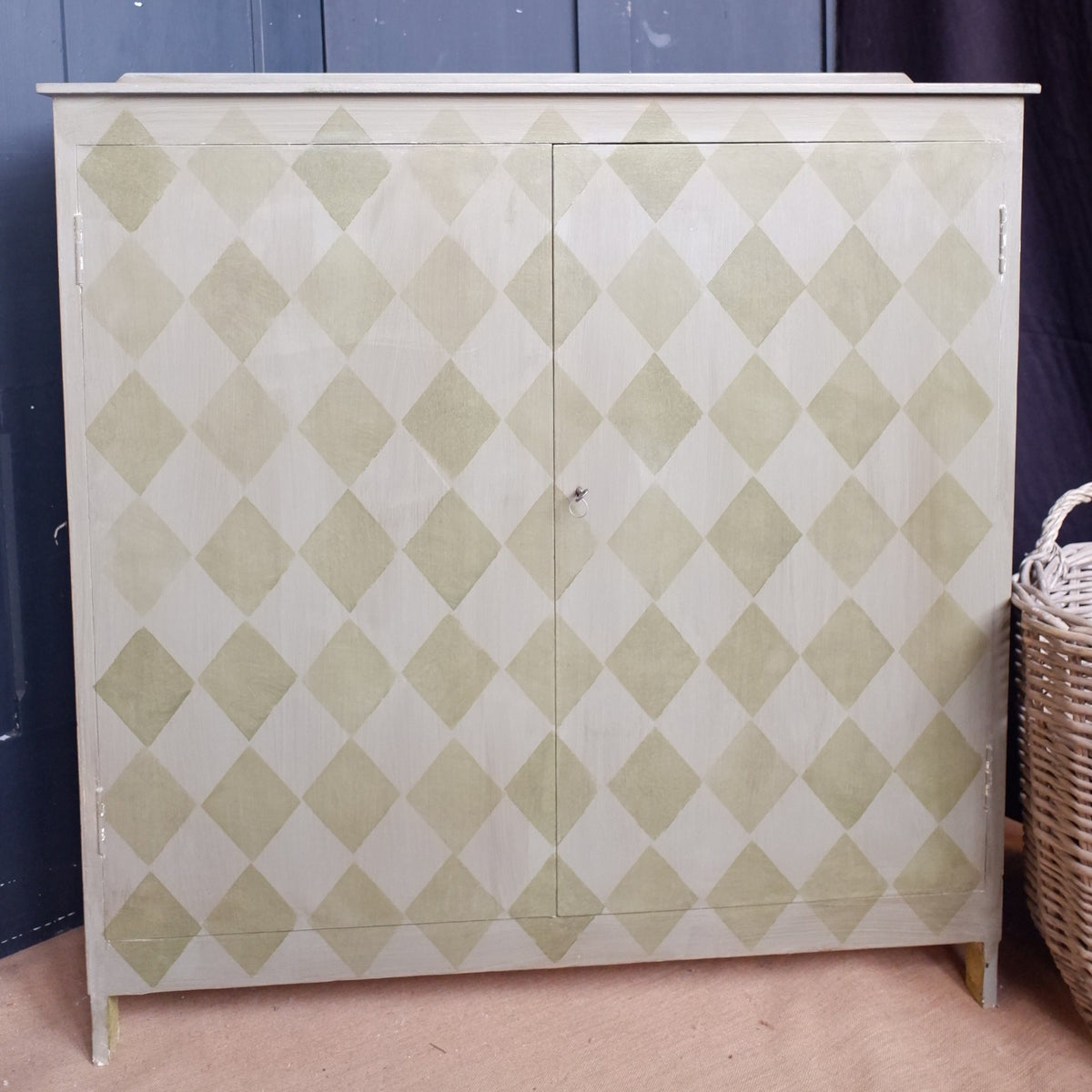 Antique Victorian Red & Cream Painted Checker Board Rustic Chest of ...