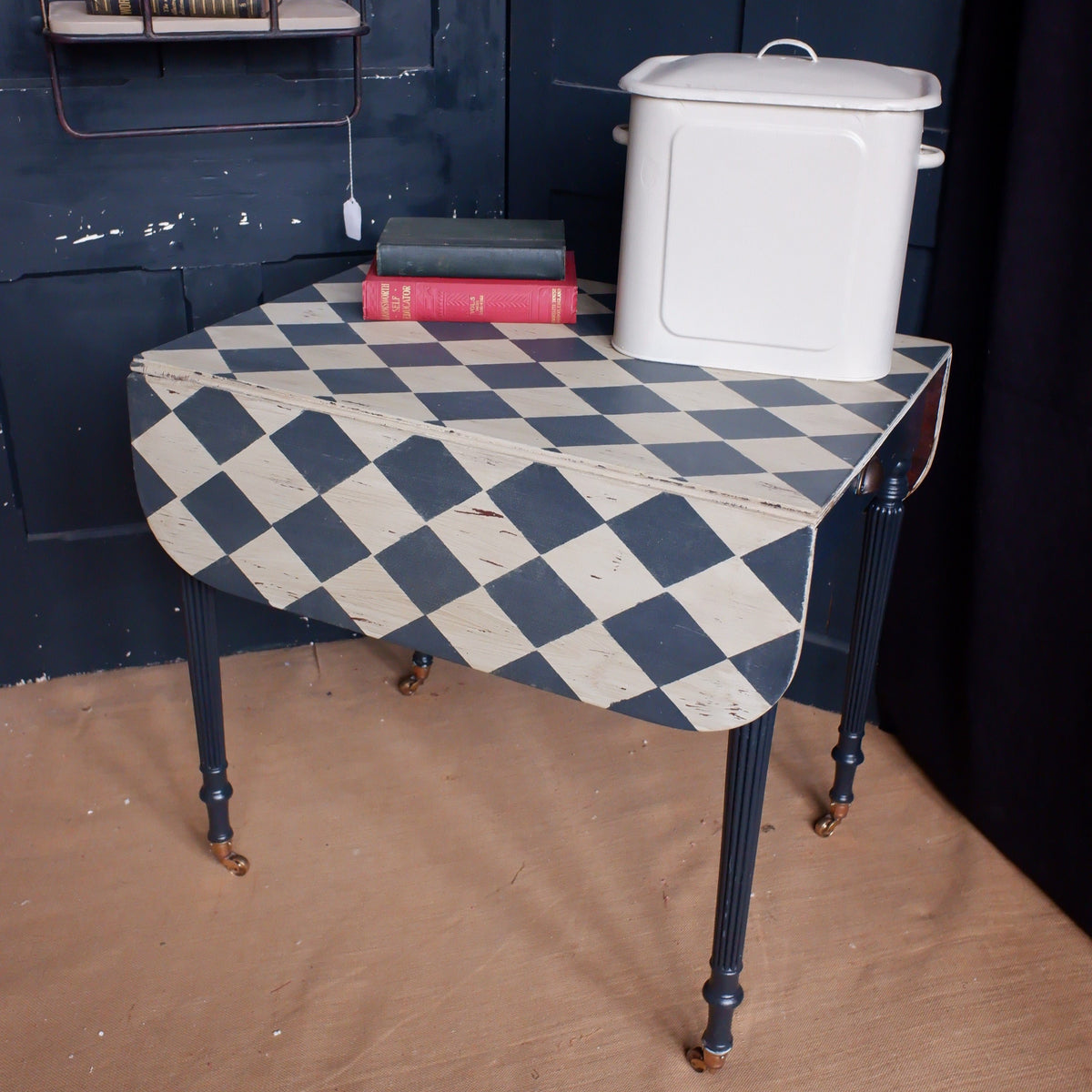 Antique Victorian RUSTIC Painted Harlequin DROP Leaf Dining Pembroke S ...