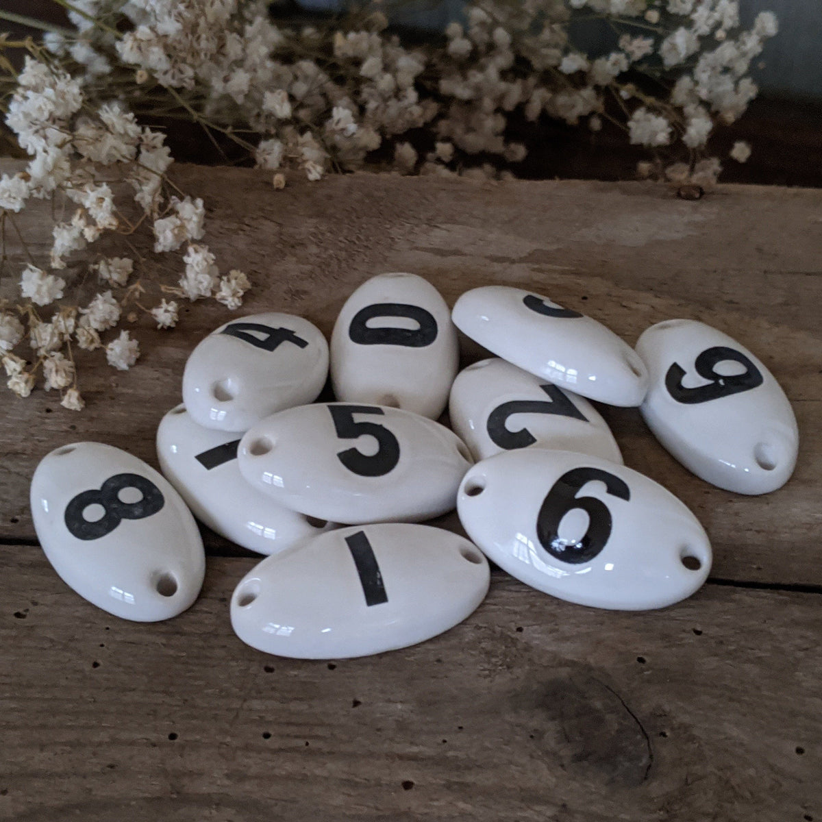 NEW French Vintage White PORCELAIN Shabby Chic NUMBERS Label 0-9 Plate ...